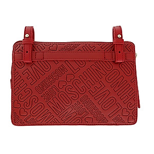 Love Moschino Red Signature Embossed Small Shoulder Bag for womens
