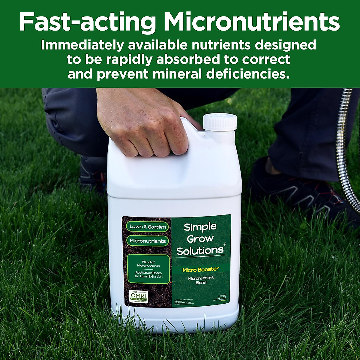 Organic Micronutrient Booster Lawn Fertilizer - Simple Grow Solutions- Garden & Lawn Fertilizer- Grower, Gardener- Liquid Food for Grass, Tomatoes, Flowers, Vegetables (1 Gallon)