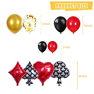 LXlucktim Casino Theme Birthday Party Decorations, 144 Pcs Las Vegas Party Decor Supplies - Backdrop, Cake, and Cupcake Toppers, Balloons, Hanging Swirls, Cupcakes Wrappers