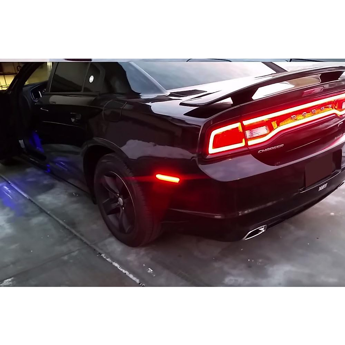 iJDMTOY 75-090-Smoked-Red Smoked Lens Red Full LED Rear Side Marker Light Kit for Dodge 2008-14 Challenger & 2011-14 Charger, Powered by 36 LED Diodes, Replace OEM Back Sidemarker Lamps