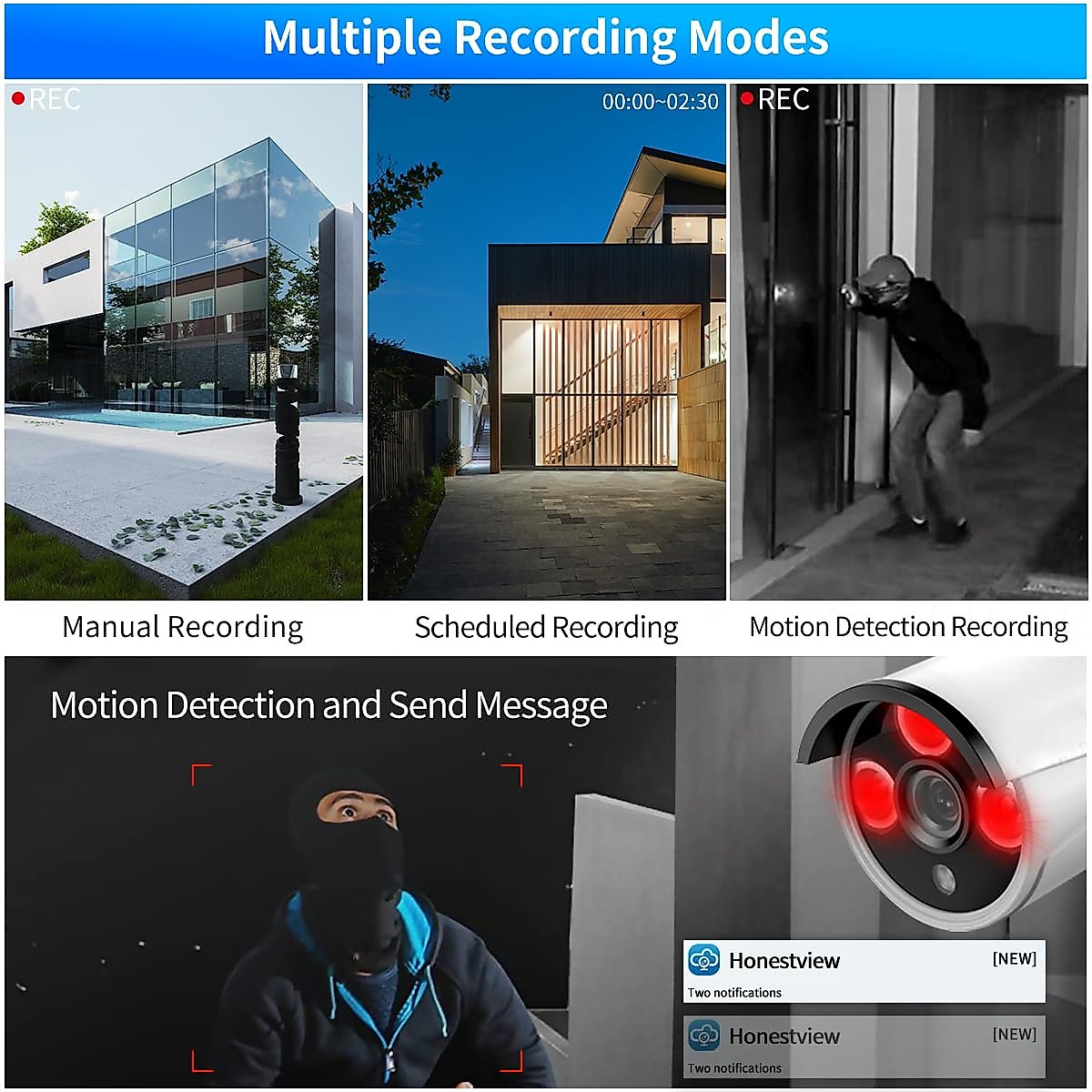 OOSSXX (3.0MP Wireless Extend Camera with Audio) Just Wireless Extend Camera Wireless Security System(3.0MP/5.0MP System) IP67 Waterproof WiFi Camera, Wireless Surveillance Camera