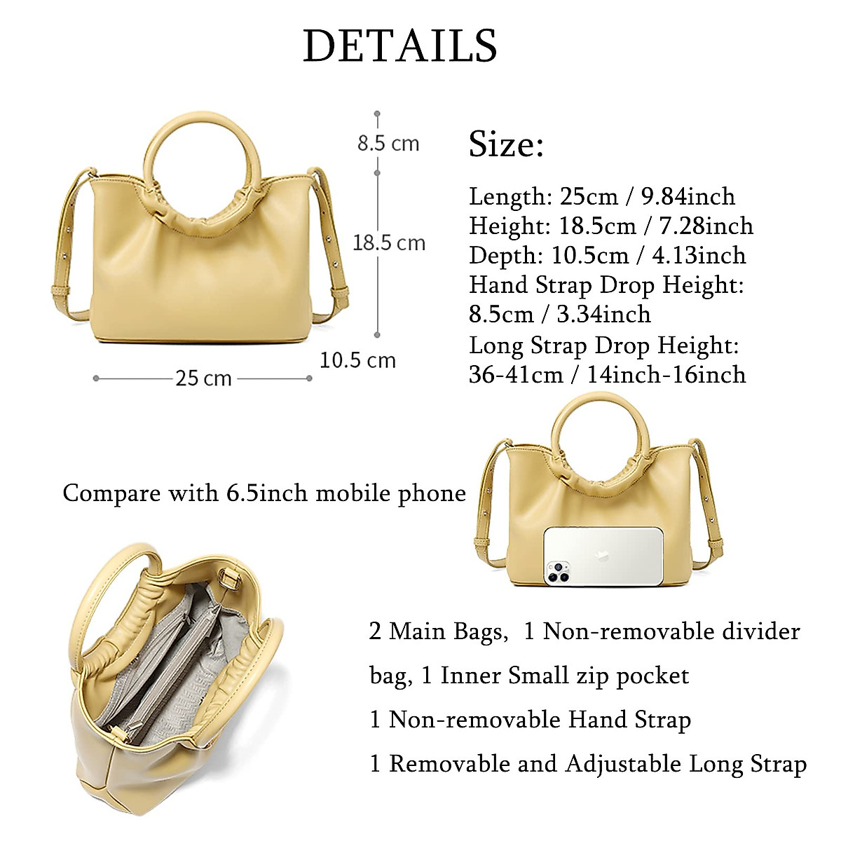 NVKIC Small Crossbody Bags for Women Soft PU Leather Cute Totes Trendy Retro Removable Strap Shoulder Handbag Mini Bucket Purse Beige Color