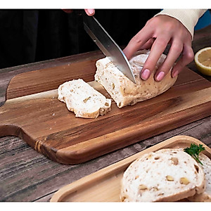 Acacia Wood Cutting Board with Handle,Wooden Charcuterie Board for Meat,Cheese Board,Bread,and Charcuterie-Decorative Wooden Serving Board for Kitchen Butcher Block Carving Board for Kitchen