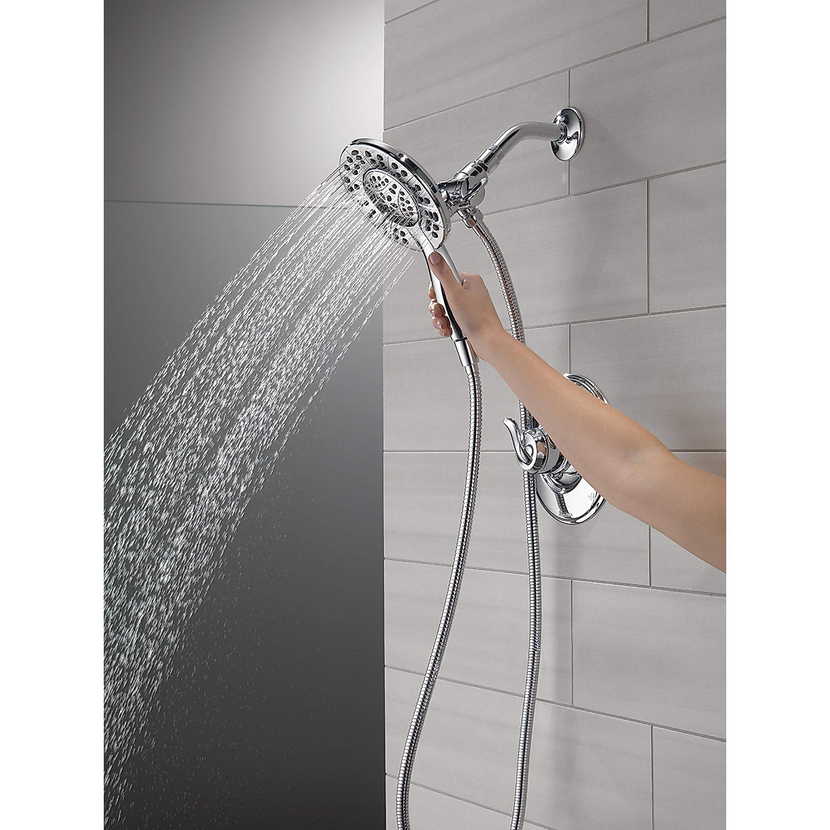 Delta Faucet Linden 17 Series Dual-Function Shower Faucet, Shower Trim Kit with 4-Spray In2ition 2-in-1 Dual Hand Held Shower Head with Hose, Chrome T17294-I (Valve Not Included)
