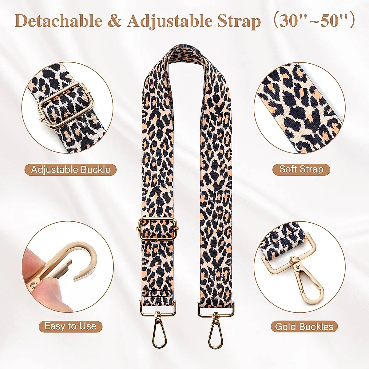 HULISEN Clear Crossbody Bag Stadium Approved, Clear Purse for Women Men, Transparent Messenger Shoulder Handbag for Concert, Travel, Work, Sports (Leopard)