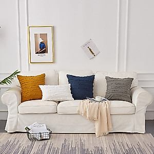 Longhui bedding Black Throw Pillow Covers for Couch Sofa Bed, Cotton Linen Decorative Pillows Cushion Covers, 12 x 20 inches, Set of 2