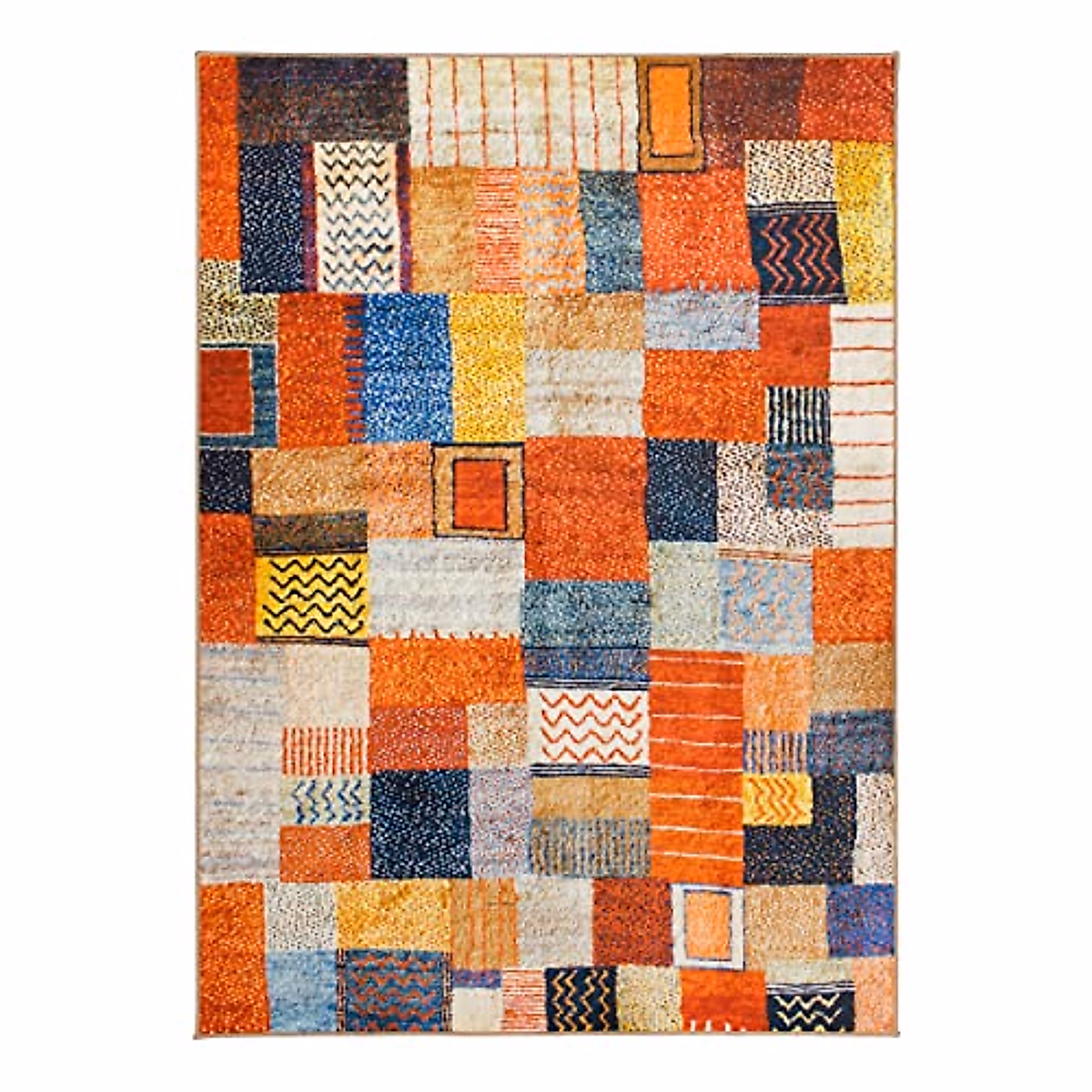 My Magic Carpet Washable Rug - Non-Slip, Stain Resistant, Waterproof, Foldable - 1 Piece Accent Living Room & Bedroom Area Rug - Pet & Kid Friendly (Patchwork Multicolor, 5X7 ft)