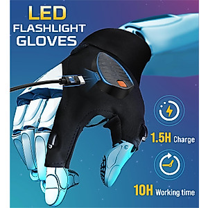 Visailiy LED Flashlight Gloves, Cool Gadgets Unique Birthday Gifts for Dad Boyfriend Husband Him, Light Gloves Tool for Camping Fishing Car Repairing Hiking