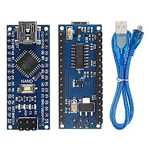 TISEKER Mini Nano V3.0 ATmega328P Microcontroller Board with USB Cable for Arduino