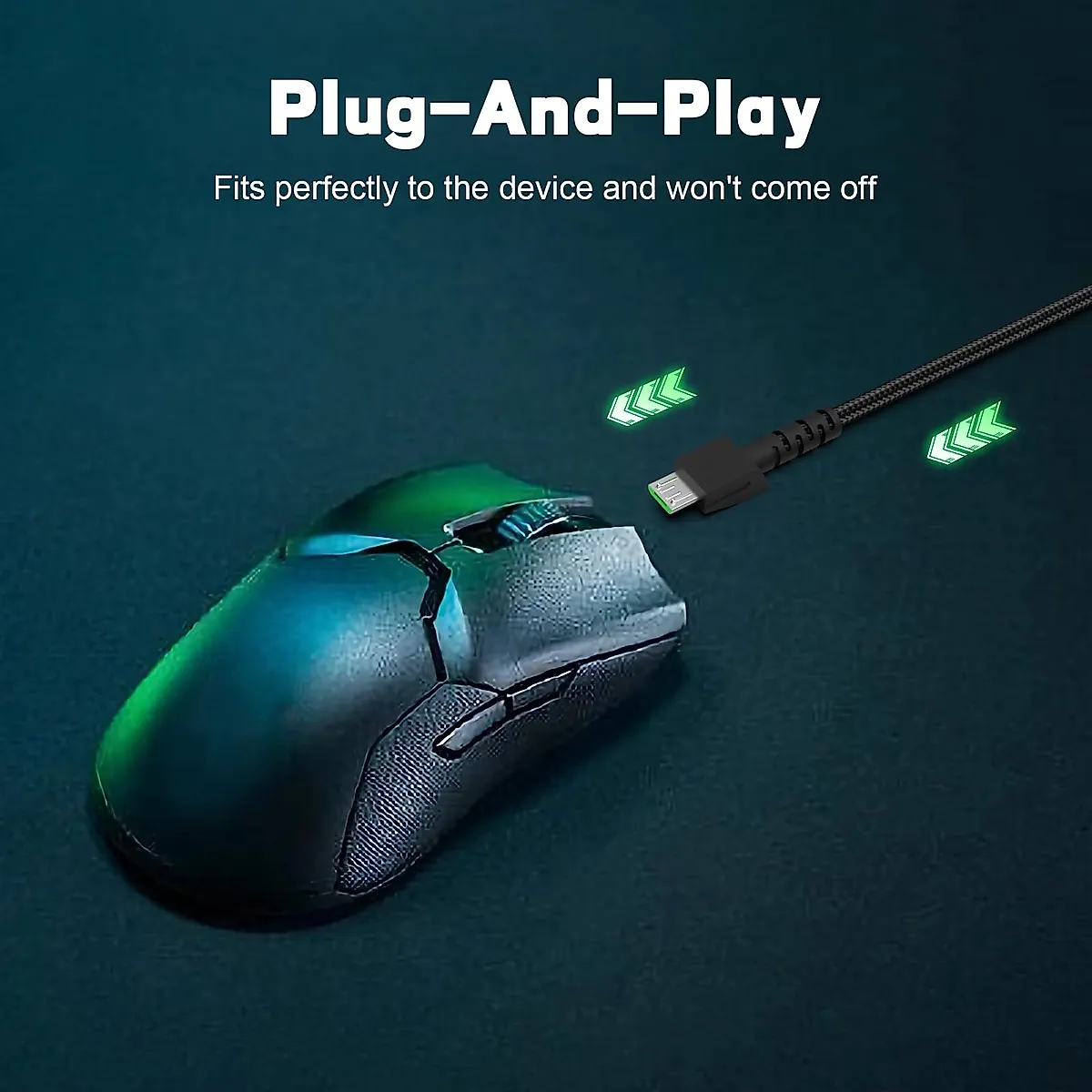 Alitutumao Viper Ultimate Braided Mouse Charging Cable USB Micro Cord Compatible with DeathAdder V2 Pro, Razer Naga Pro, Naga Pro 20000 DPI, Basilisk, Viper Ultimate Wireless Gaming Mouse