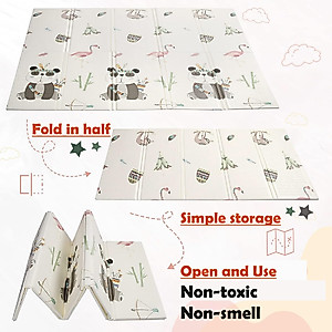 Baby Playmat for Crawling,0.6in Thick Extra Large Foldable Play Mat for Baby, Waterproof Non Toxic Anti-Slip Reversible Foam Playmat for Toddlers Kids(79 * 71 * 0.4)