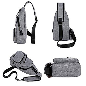 Peicees Sling Bag for Men Women Shoulder Bag Daypack with Bottle Holder