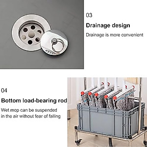 OMESDA Mop and Broom Holder with Wheels, Stainless Steel Mop Rack, Cleaning Supplies Organizer, Housekeeping Station Storage Tools for Garage(Fixed,60x42x105cm)