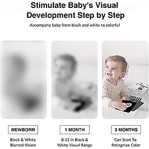 beiens High Contrast Baby Flashcards, Newborn Brain Development Toys, Visual Stimulation Learning Activity Cards, 20 PCs 40 Pages 5.5'' x 5.5'' Educational Infants Gift