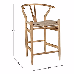 Amazon Brand – Stone & Beam Wishbone Counter-Height dining chair, 35.5"H, Birch Wood, Natural / Natural