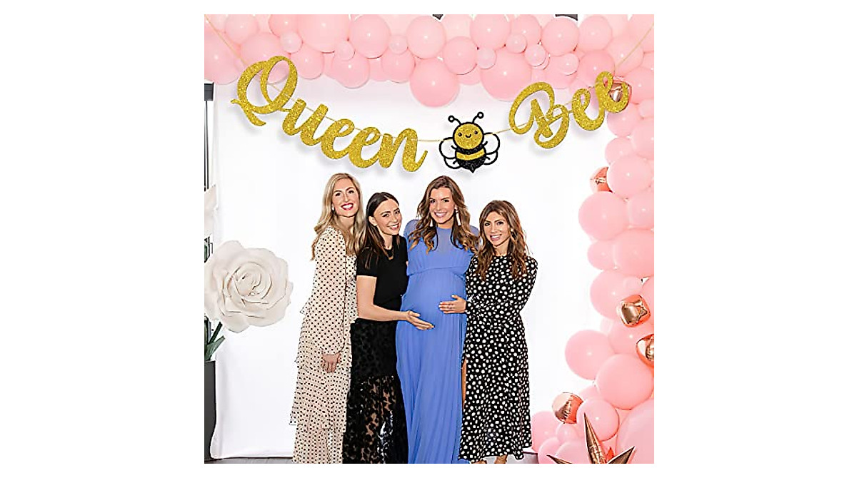Queen Bee Banner - Gold Eco-Friendly Party Decor for Baby Showers ...