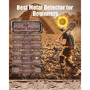 Professional Metal Detector for Adults Waterproof, Gold Metales Detectors Lightweight with LCD Display, Pinpoint & Disc & Notch & All Metal 5 Modes, Set of Metal Detector, Battery Included