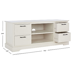 SAFAVIEH Home Collection Filbert Distressed White 4-Drawer Entertainment Stand up to 55" Flatscreen TV (Fully Assembled) Media Unit