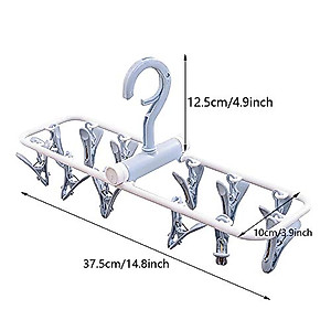 ZACI 2 Pack Clothes Drying Rack,12 Clips Laundry Drying Rack Folding Sock and Underwear Hanger