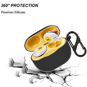 LiZHi Case for JBL Tune 125TWS/120TWS, Soft Silicone Skin Cover Anti-Scratch Protective Case with Keychain for JBL Tune 125TWS/120TWS True Wireless Headphone，Black