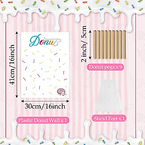 Wall Display Stand Reusable Donut Holder Board with Rustic Wood for Party Decorations Supplies Dessert Table at Wedding Birthday Baby Shower Treat (White)