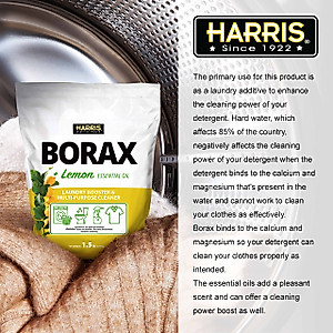 Harris Borax Powder Laundry Booster and Multipurpose Cleaner, 1.5lb (Lemon)