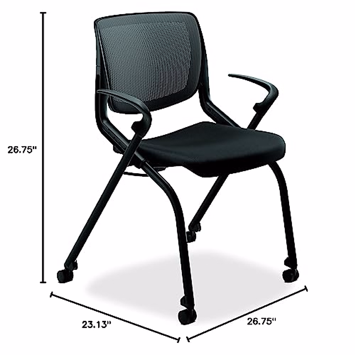 The HON Company HON Motivate Guest Fixed Arms, Nesting Stacking Chair, (HMN2) Office Chiar, Onyx Shell, Centurion Black