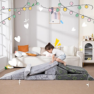 LOAOL Kids Couch Glow Toddler Couch, Modular Kids Couch for Playroom, Foam Play Couch Sofa Imaginative Playset for Boys Girls, Convertible Toddler Sofa Floor Cushion, Kids Play Couch