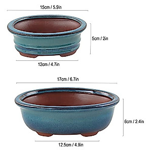 Happy Bonsai 6" 7" Glazed Pots, Value Set of 2 + 4 Soft Mesh Drainage Screens