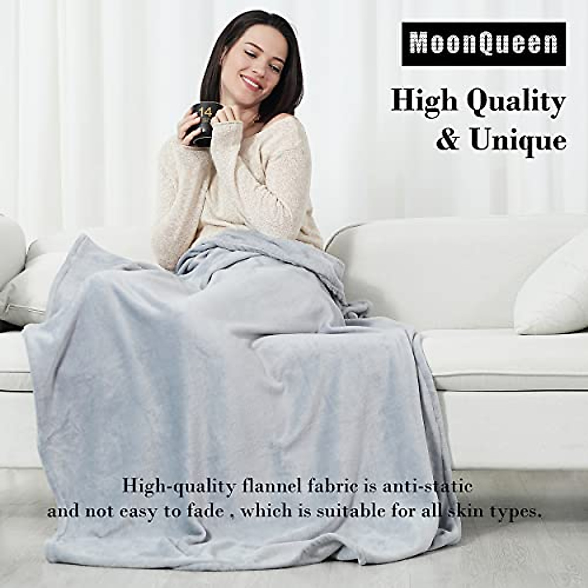 MOONQUEEN Fleece Throw Blanket for Lightweight - Ultra Soft Velvety Texture Plush Fuzzy Cozy Blankets and Throws for Sofa and Living Room (Silver Gray, 50x60 in)