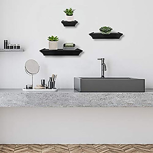 Rienias Floating Shelves Wall Mounted,Wall Decor for Bedroom,Living Room,Bathroom Set of 3,Black