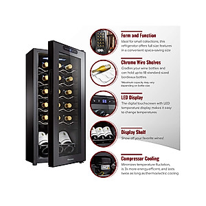 Wine Enthusiast 18-Bottle Single Zone Compressor Wine Cooler