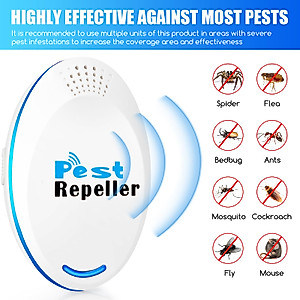 2pack Ultrasonic Pest Repellent Control pest Repeller Plug in Bug Repellent Indoor mice Spider Repellent for House Indoor Mouse Repellent Indoor Repel Flea,Rats,Roaches,Cockroaches,Fruit Fly,Rodent