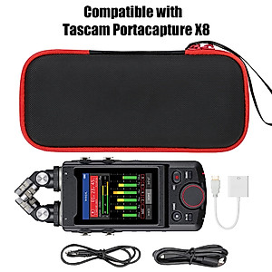 co2CREA Hard Case compatible with Tascam Portacapture X8 High Resolution Adaptive Multi-Track Recorder