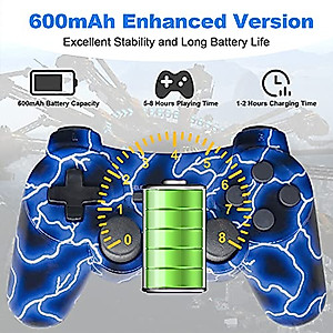 YU33 2 Pack Wireless Controller Works with PS3 Controller, Control Works with Playstation 3 Controller Wireless, Remote/Joystick/Mando/Controles de pa3 with Charging Cable and Battery, 2022, New