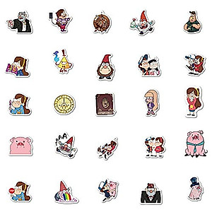 Funny Cartoon Stickers for Travel Case, | 50 PCS | Vinyl Waterproof Stickers for Teen Kid Laptop,Skateboard,Water Bottles,Computer,Phone,Luggage (Gravity Falls)