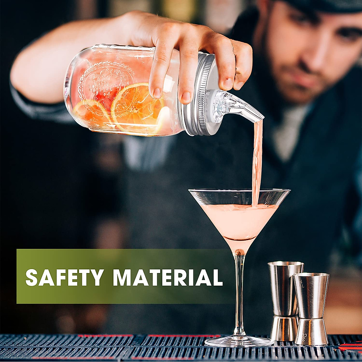 Mason Jar Pour Spouts. free flow Mason Jar Pour Spouts, mason jar for spout regular mouth size 70mm dispenser germination cover. Suitable for any liquid. LeakProof 2Pack + 4 Black Lid Caps (2 Pack