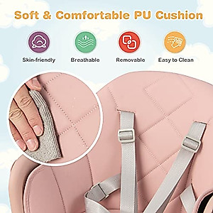 HONEY JOY Baby High Chair, 6 In 1 Convertible Wooden Highchair for Babies and Toddlers/Toddler Chair/Bar Stool, Removable Double Tray & Reversible Footrest, Safety Harness for Infant Boys Girls (Pink)