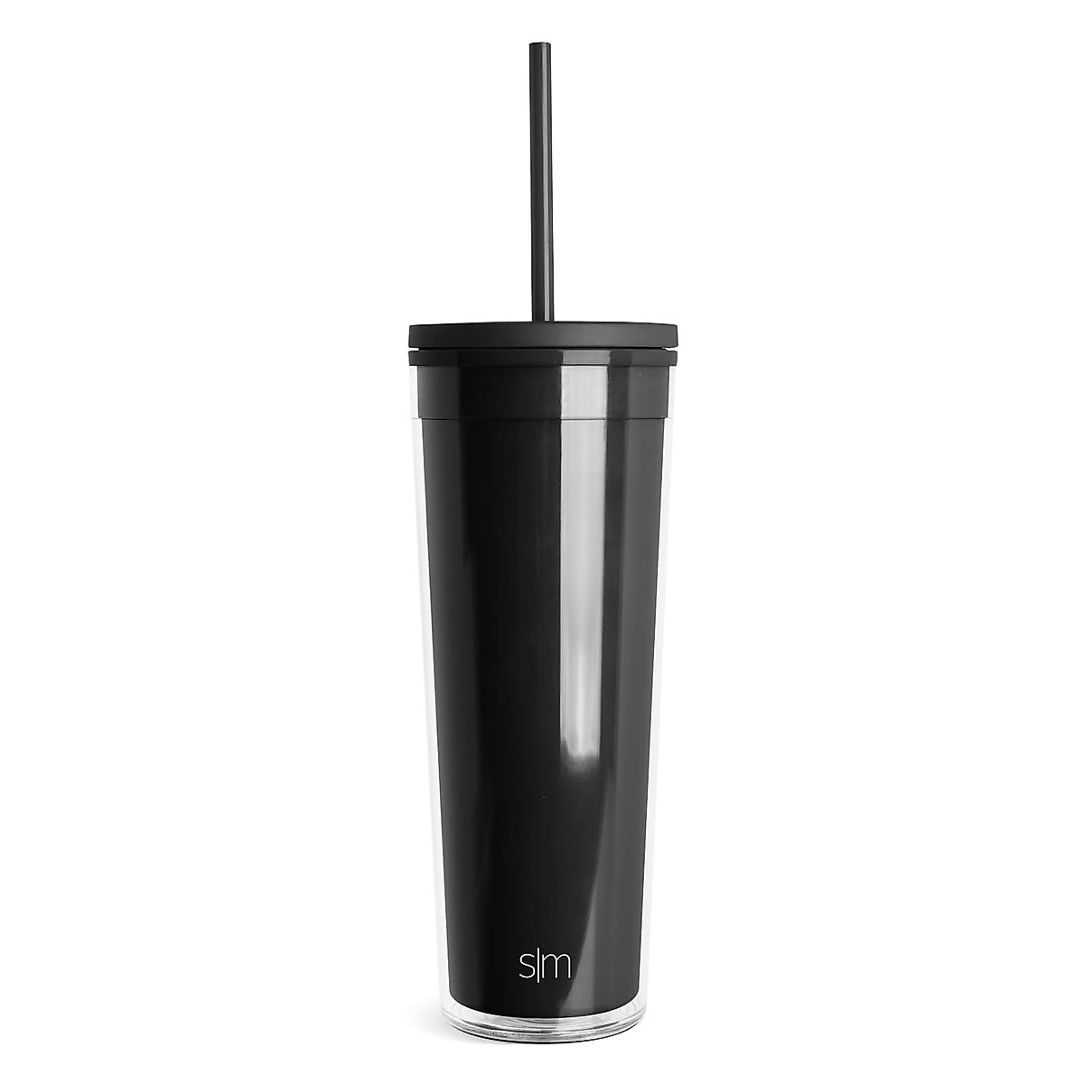 Simple Modern Plastic Tumbler with Lid and Straw | Reusable BPA Free Iced Coffee Cups Double Wall Smoothie Cup | Gifts for Women Men Him Her | Classic Collection | 24oz | Midnight Black