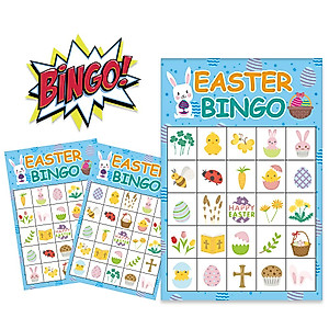 XJF Easter Bingo Game for Kids,24 Players for Kids Party Supplies,School Classroom Activities