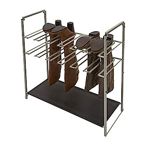 Organize It All 6 Pair Boot Rack | Dimensions: 27.76 x 10.63 x 25.12 | Stackable | Space Saving | Closet Storage |Durable| Sliver | Brown