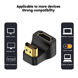 Necvior Adjustable Male to Female Adapter 180-Degree U-Turn Connector for Laptop Enhanced Viewing Experience 180 Degree HDMI-comptible Adapter Connector Converter 8k 60hz Male to Female