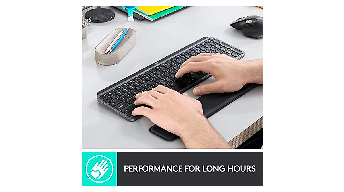 Logitech MX Keys Wireless Keyboard with Ergonomic Palm Rest - Graphite