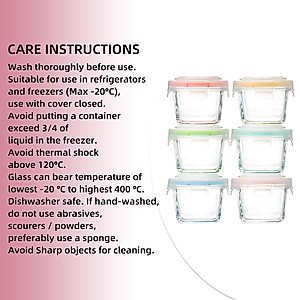 24 Pack Small Glass Containers with Airtight Lids, Food Storage Containers with 6 Color Lids, Glass Food Jars for Snacks, Fruit & Veggie Puree, 4oz