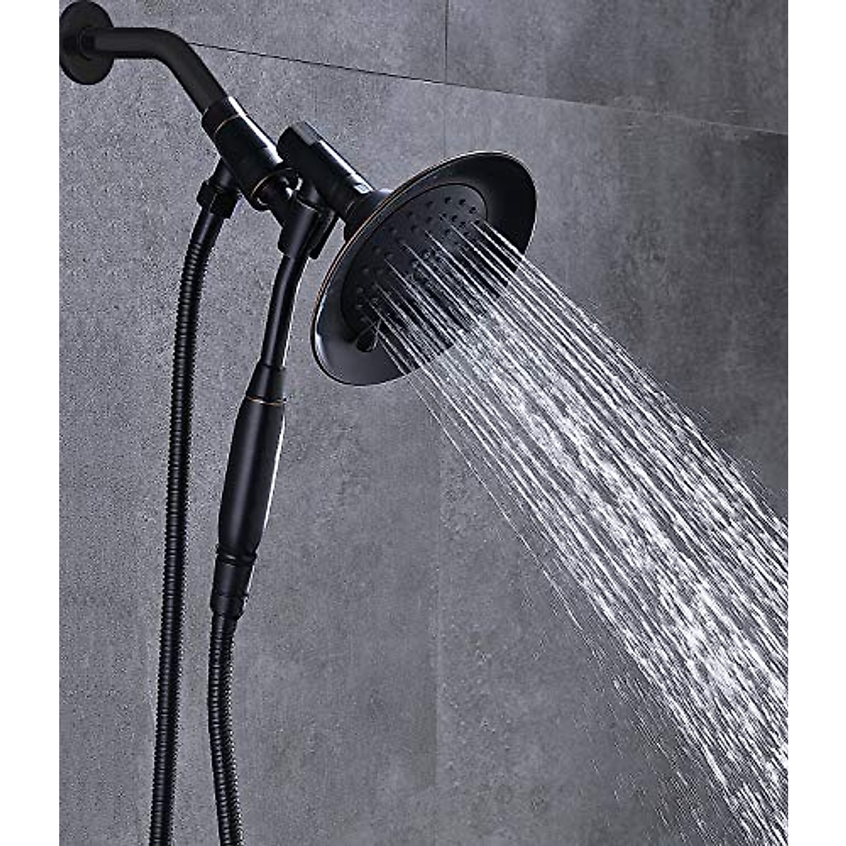 G-Promise Double Height Positioning Shower Head, High Pressure Shower Heads with Handheld Spray, Adjustable Metal Holder, Extra Long Stainless Steel Flexible Hose