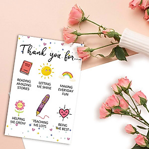 Zyulin Lovely Thank You Teacher Card, Great Teacher Appreciation Gifts Card from Students, Thank You for Helping Me Grow Card, End of Term Gift