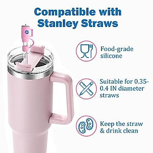 Yintoper 5Pcs 0.4in Diameter Straw Cover for Stanley Cup 30&40 Oz Tumbler, Silicone Cute Straw Cover Cap, Dust-Proof Drinking Straw Caps Reusable Straw Tips Topper Caps for Stanley Cups Accessories
