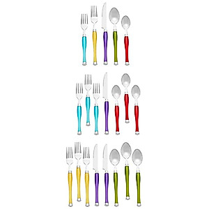 Gibson Home 105913.20 Santoro 20 Piece Set Plastic Handle Flatware on Hanging Rack, Multicolor