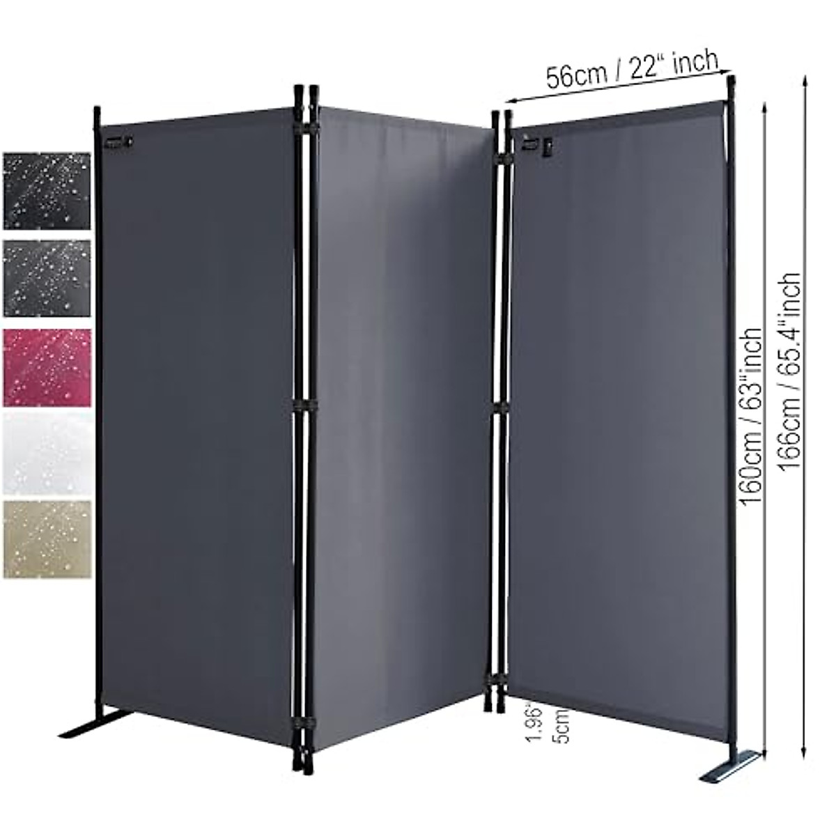 Room Divider 87" W x 65" H Beige | 4-Panel Folding Privacy Screen | Portable Room Partition | Garden Separation Paravent | Water Repellent Indoor & Outdoor Freestanding Wall