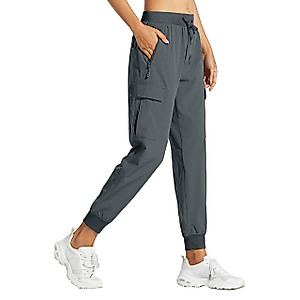 Libin Women's Cargo Joggers Lightweight Quick Dry Hiking Pants Athletic Workout Lounge Casual Outdoor, Steel Gray S